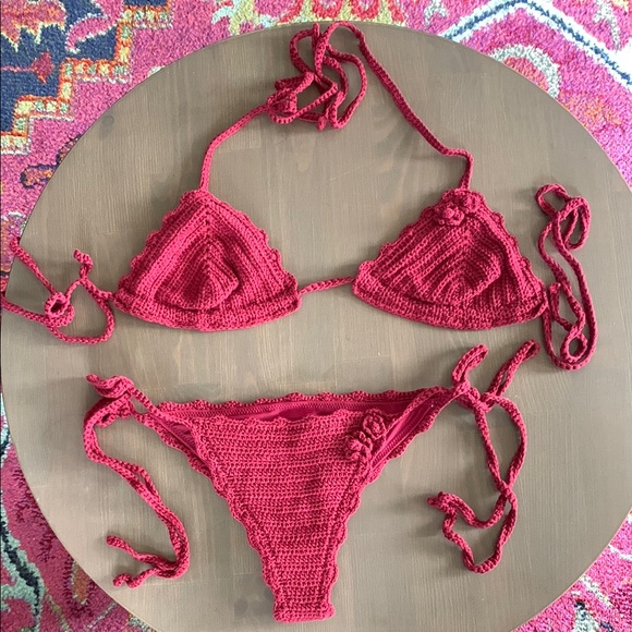 Frankie's Bikinis | Swim | Frankies Bikinis Red Crochet String Bikini ...